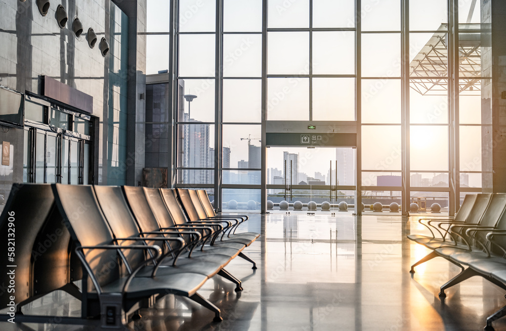 High-speed rail station waiting room background material Stock Photo ...