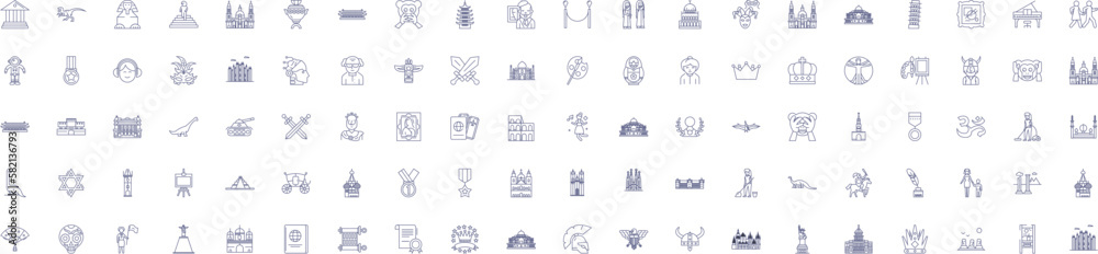 Museum and attractions line icons signs set. Design collection of ...