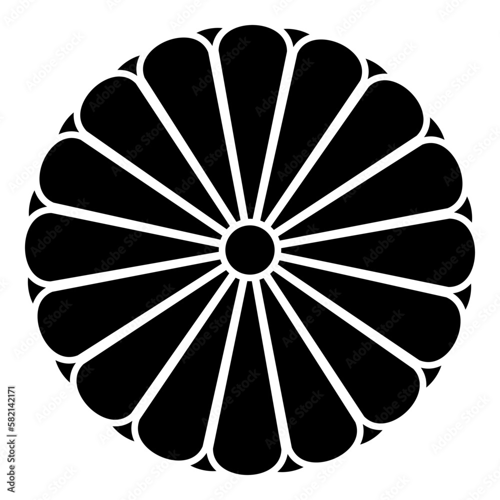 Coat of arms of Japan nippon imperial Seal central disc with 16 petals ...