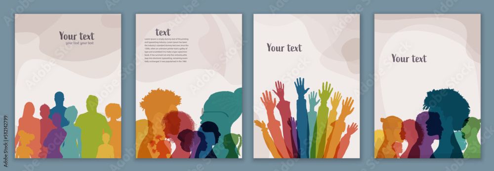 Group people diversity. Silhouette of men women children teenagers ...