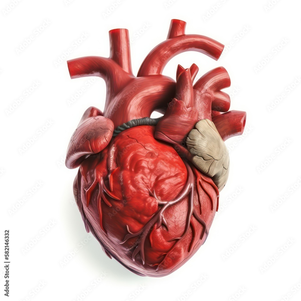 Human heart medical reference model isolated on a white background ...