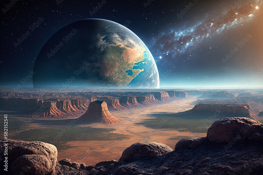 Beautiful Earth in space, with flush of sun and stars. Sphere of ...