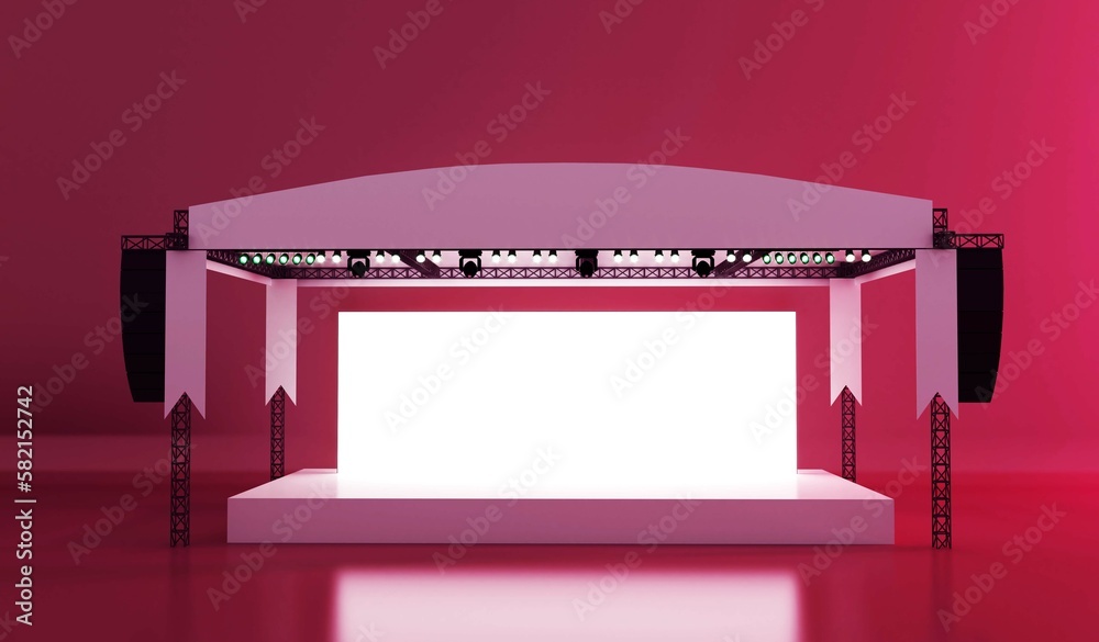 Stage rigging truss system with blank backdrop concert performance ...