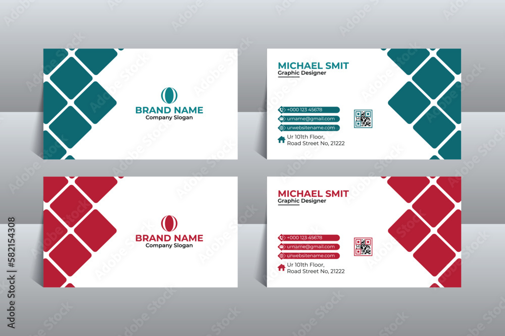 Double-sided creative business card template. Portrait and landscape ...