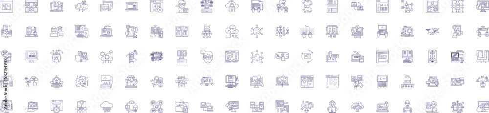 Programming, coding line icons signs set. Design collection of ...