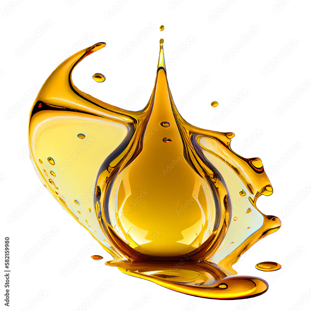 Abstract oil drop 3d render splash closeup isolated Transparent ...