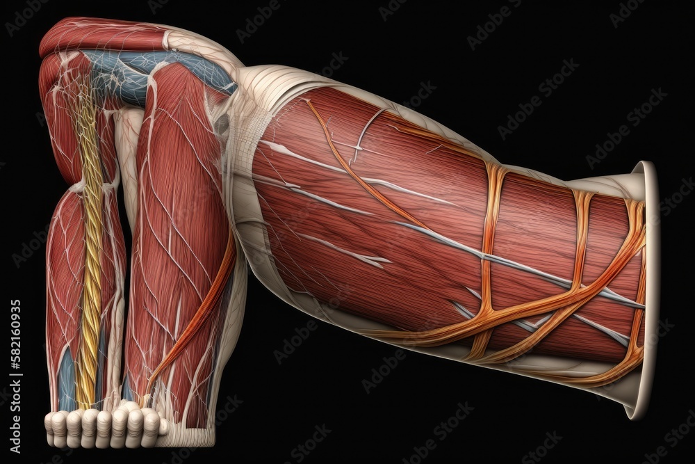 diagram of human anatomy muscle fibers of arm, created with generative ...