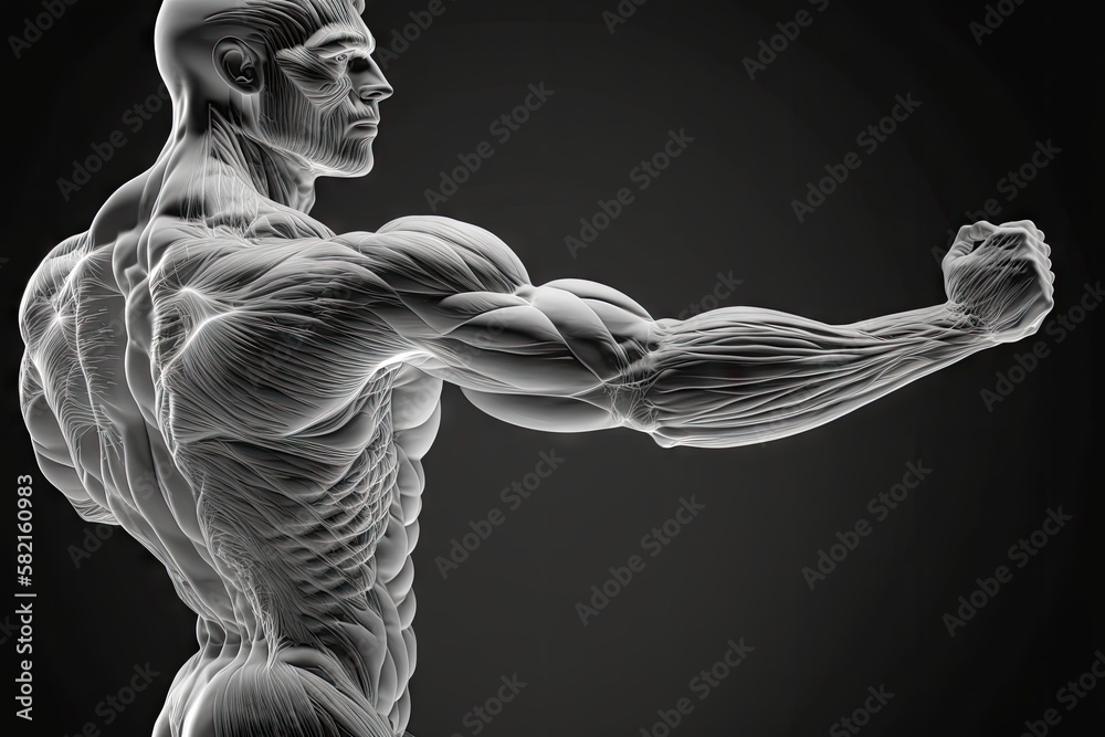 muscular strength of man in bodybuilder career muscle fibers of arm ...