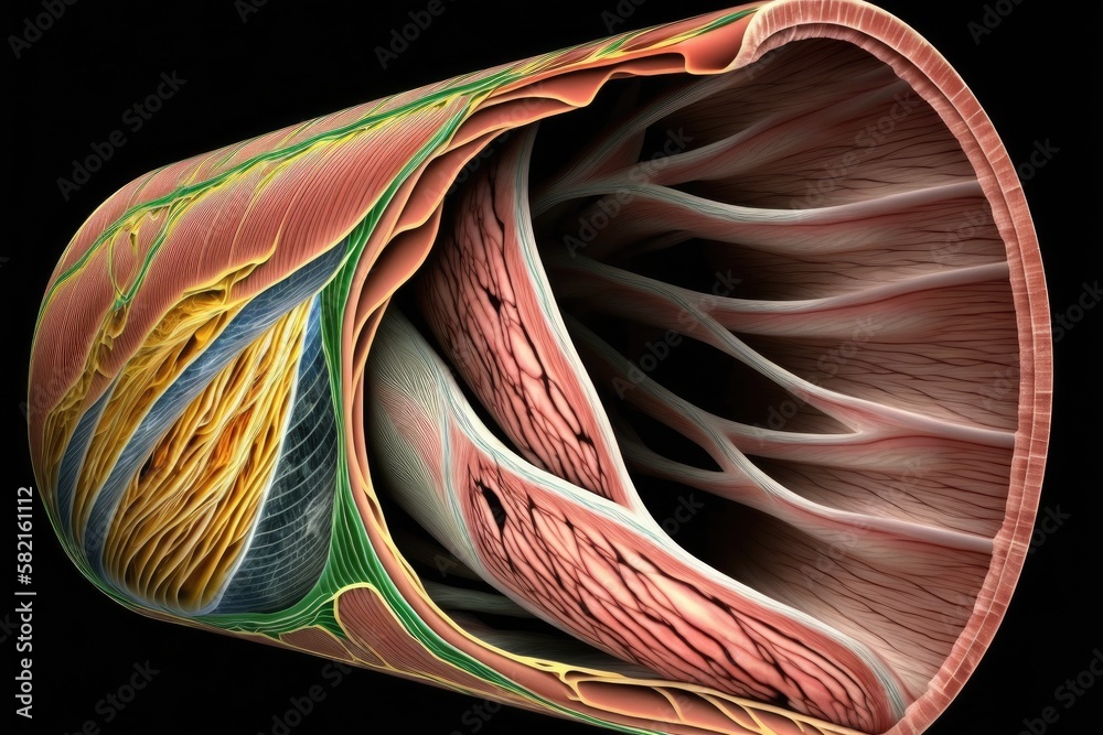 fibers and cells in large velus muscles muscle fibers of arm, created ...