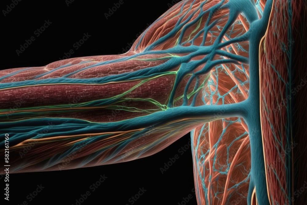 internal structure of body with muscle fibers of arm close-up, created ...