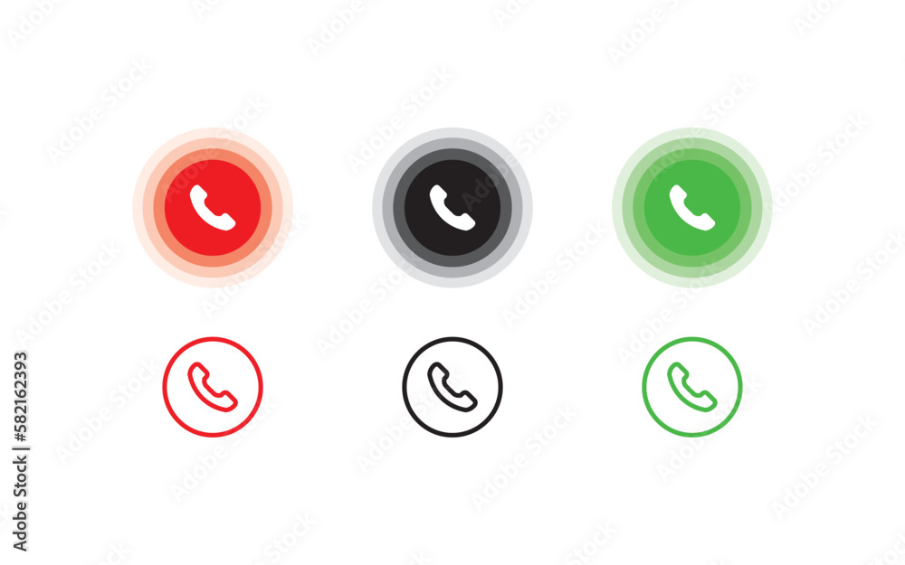Phone call buttons vector illustration. Buttons for answer, reject and ...