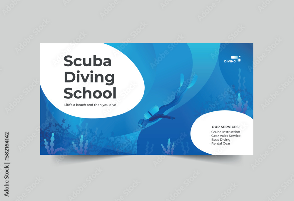 Diving School Social Media Banner template. Marketing Materials | Post ...