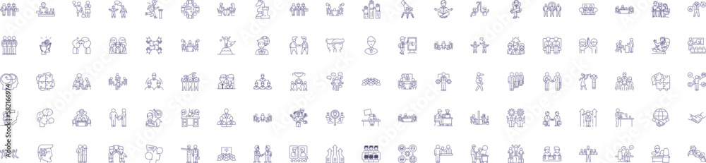 Society line icons signs set. Design collection of Society, community ...