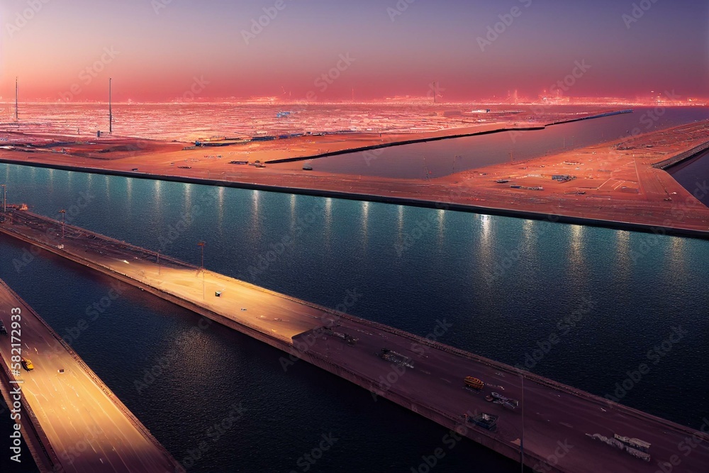Port of Jeddah, Saudi Arabia. Skyline with traffic control tower ...