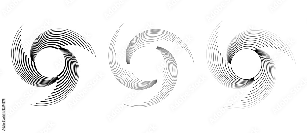 Abstract art lines geometry illustration. Circle in spiral with lines ...