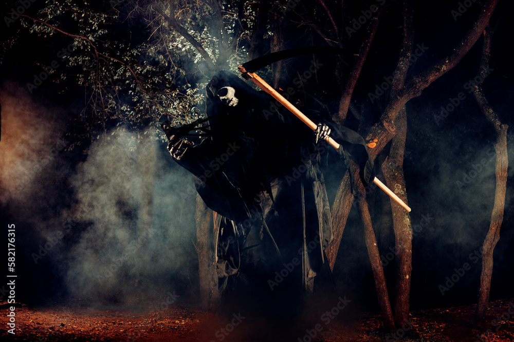 Portrait of grim reaper, the angel of death ( Azrael ) lurking through ...