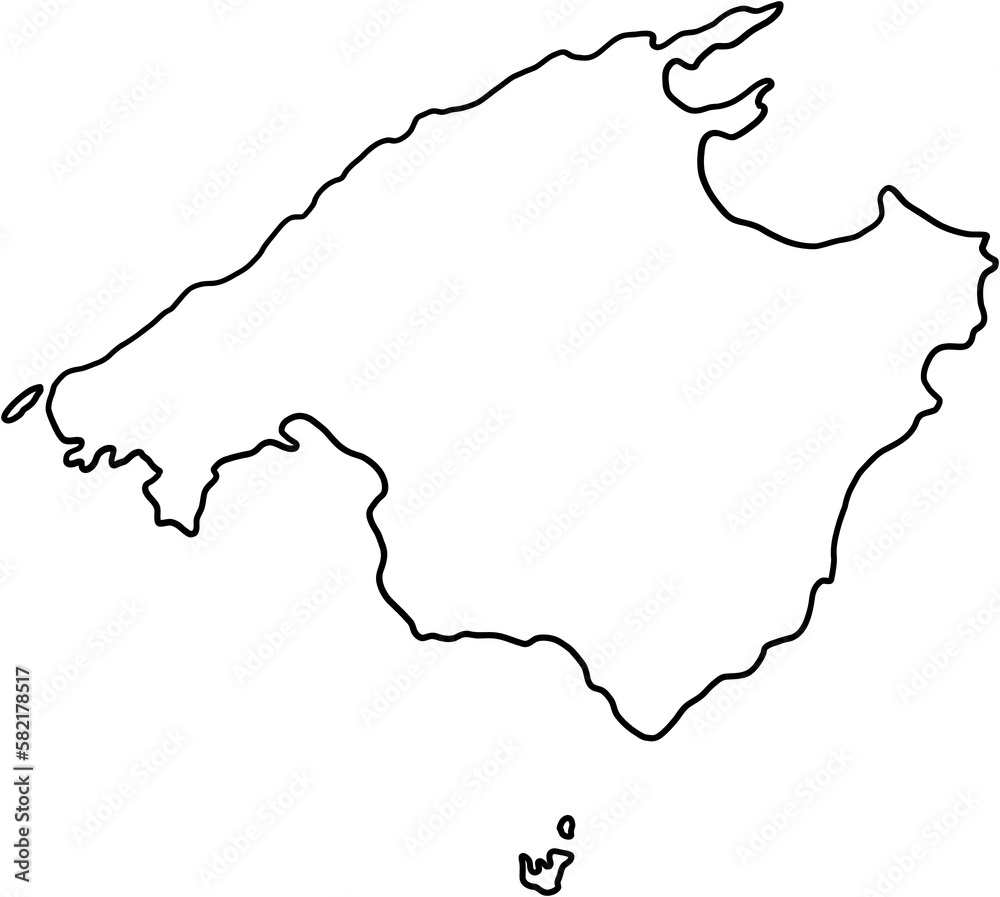doodle freehand drawing of mallorca island map. Stock Illustration ...