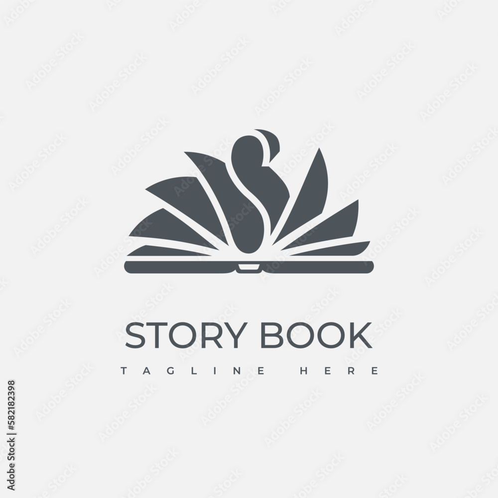 Reading book And Initial Letter S Logo. Silhouette of an open book with ...