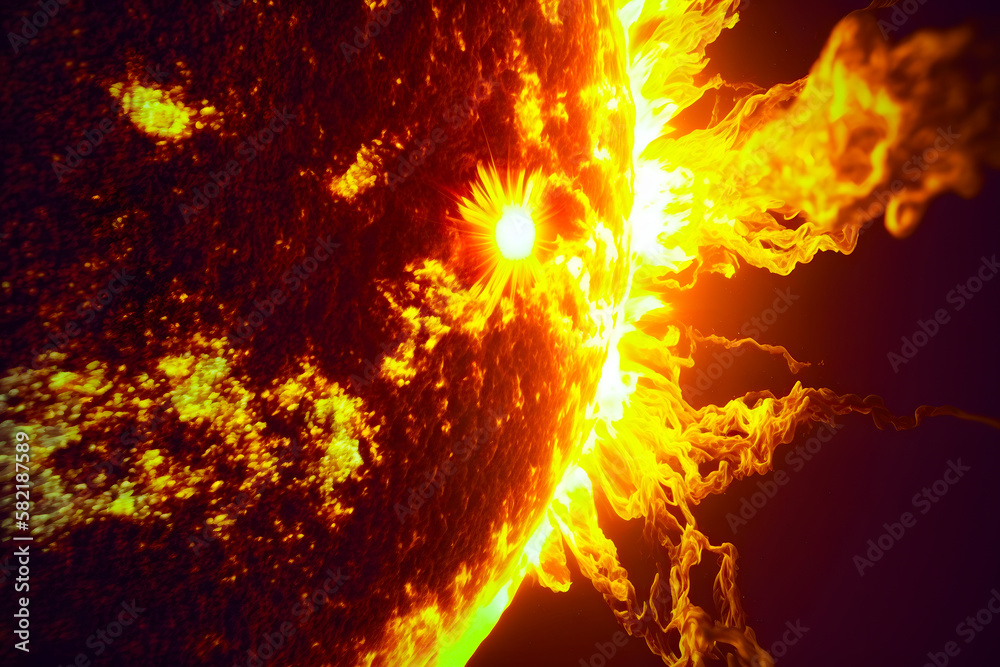 Solar prominence, solar powerful flare , and magnetic storms. Plasma ...