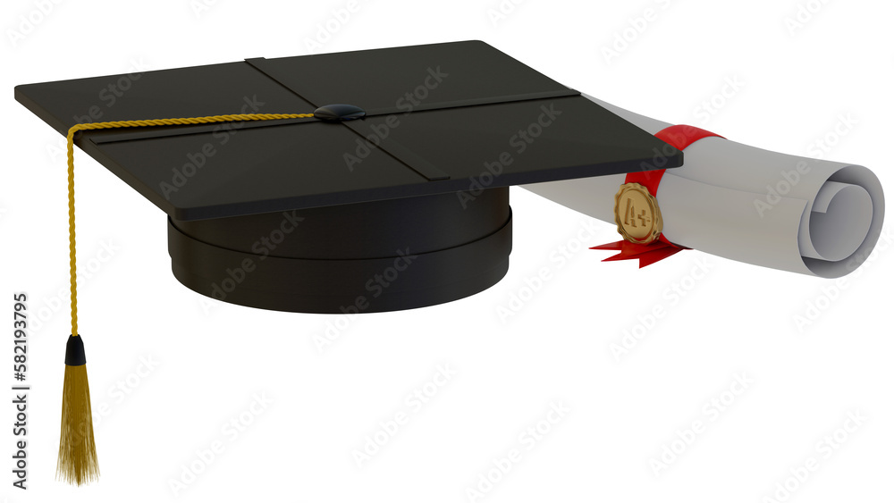 Graduation cap and diploma isolated on Transparent PNG Background ...