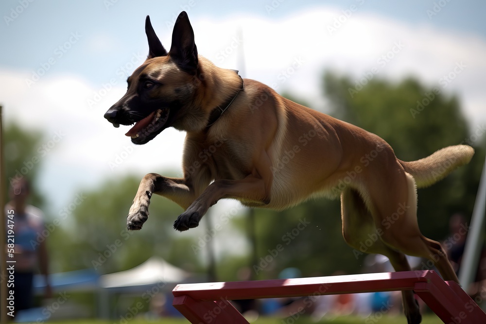 Determined Belgian Malinois Successfully Completing an Agility Course ...