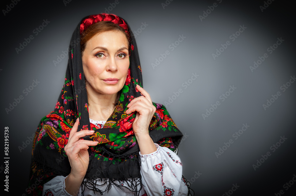 Beautiful adult Ukrainian women in national costume. Attractive ...