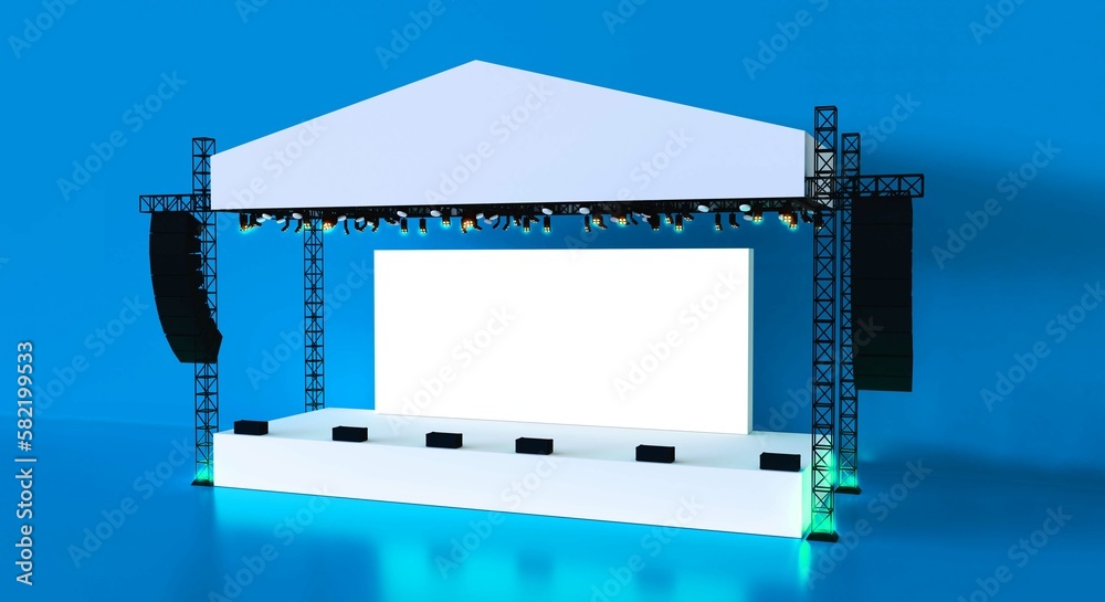 Stage rigging truss system with blank backdrop concert performance ...