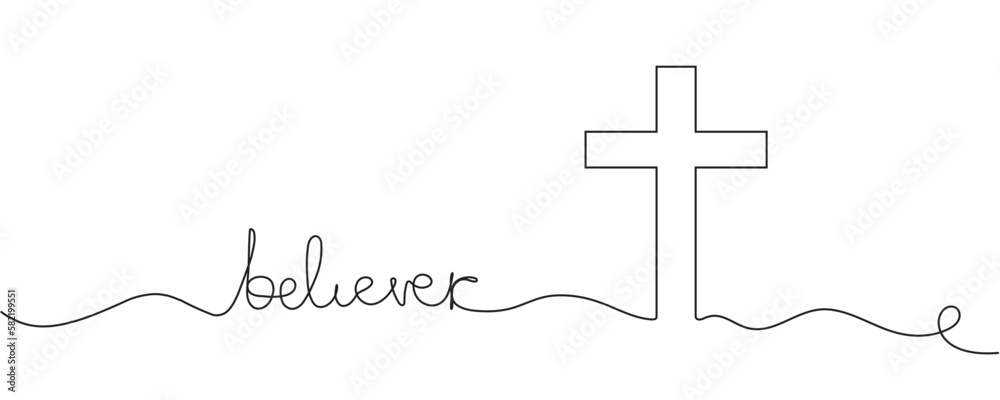Continuously drawn one line symbol of religion. Vector illustration ...
