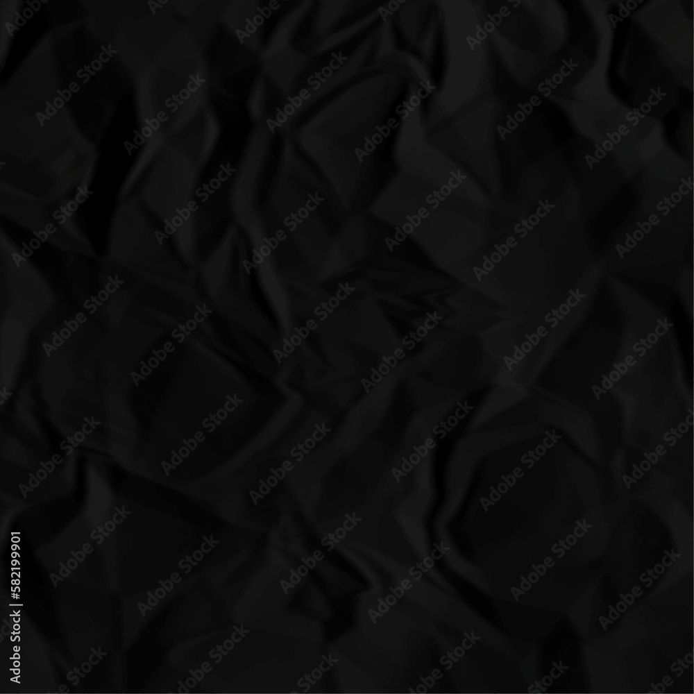 Black crumpled paper texture background. A crumpled sheet of dark gray ...