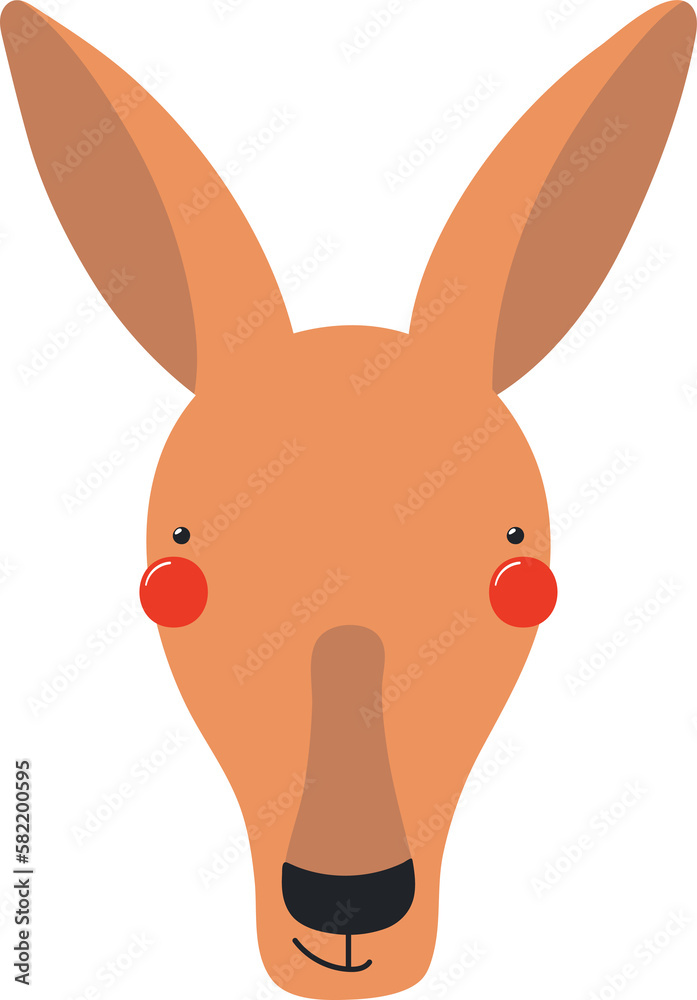 Cute funny baby kangaroo face cartoon character illustration. Hand ...