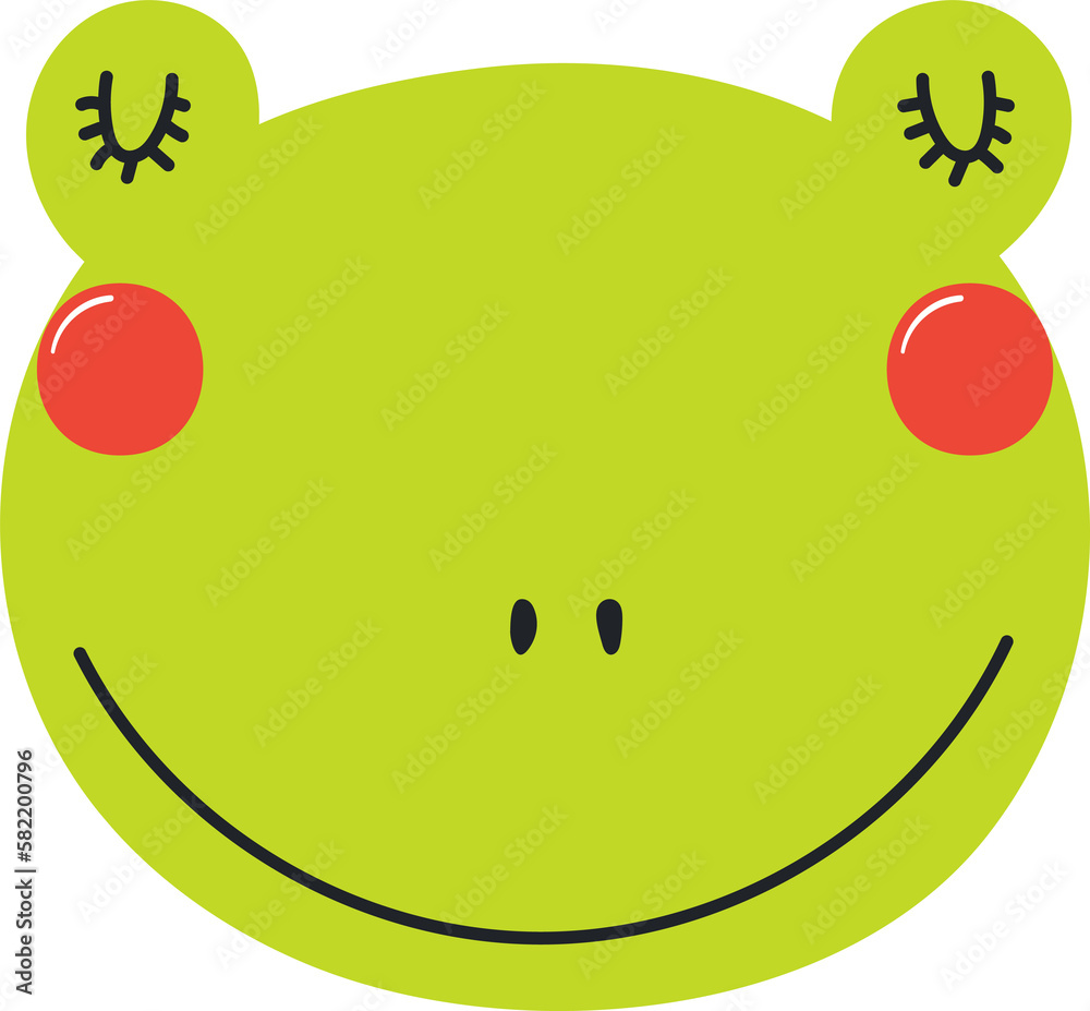 Cute funny baby frog face cartoon character illustration. Hand drawn ...