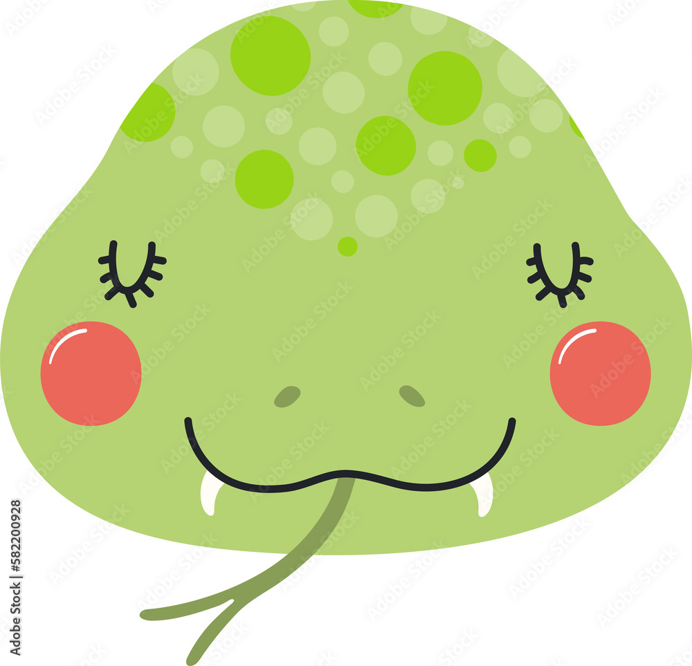 Cute funny baby snake face cartoon character illustration. Hand drawn ...