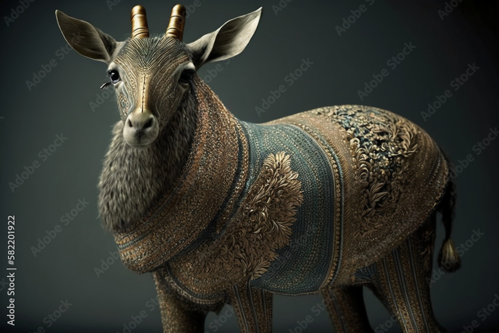 photorealistic animals wearing couture clothes made of fibers and ...