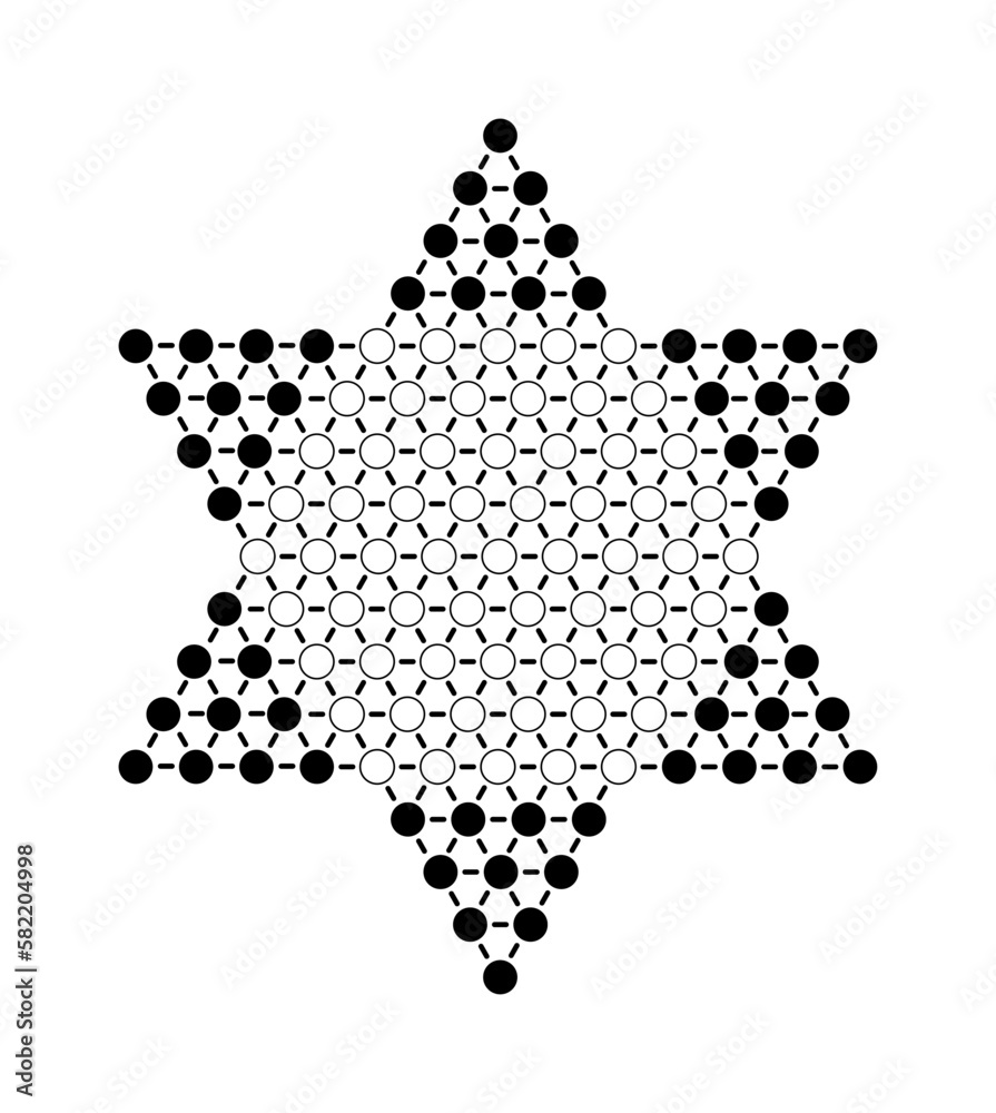 Vector illustration of a board game of Chinese checkers isolated on a ...