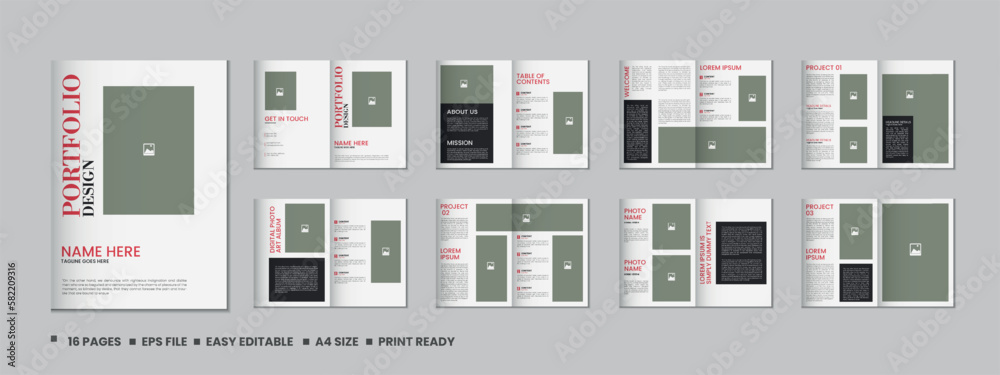 Portfolio magazine template design, 16 pages Fashion magazine and a4 ...