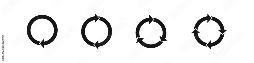 Reload icon. Repeat symbol. Reset signs. 1, 2, 3, 4 arrow symbols ...