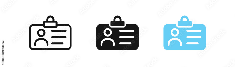 Badge card icon. Name employee symbol. Identification user signs ...