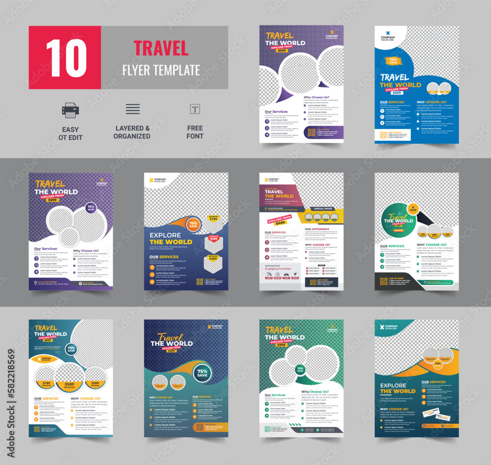 Travel poster or flyer pamphlet brochure design layout bundle space for ...