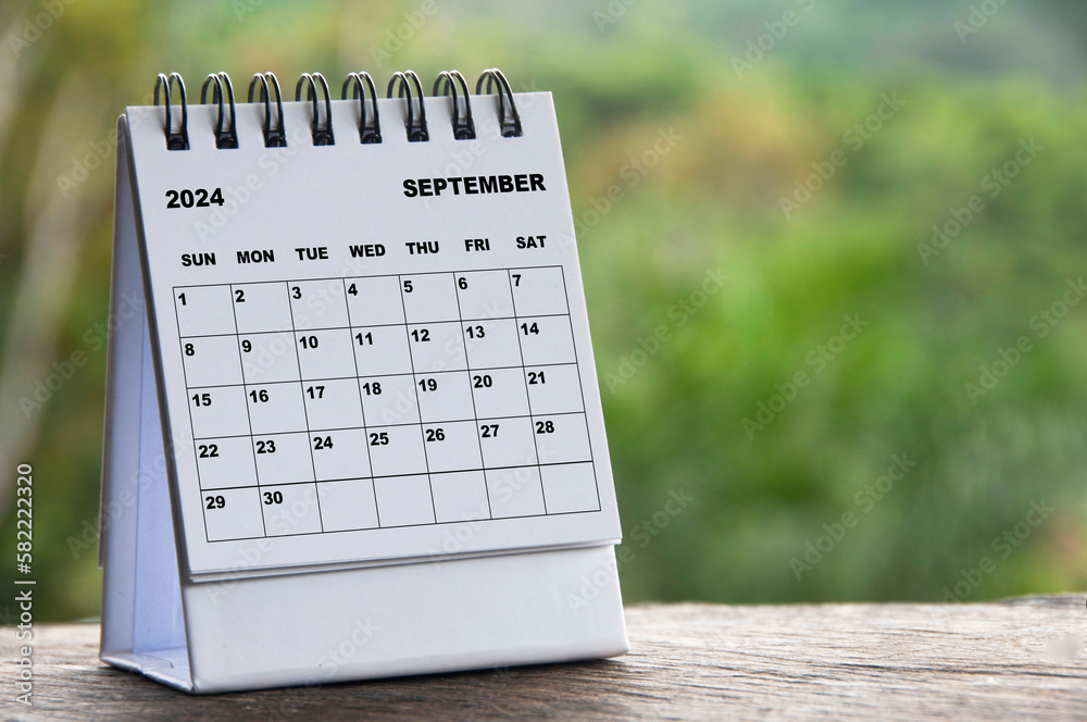 2024 September month calendar with blurred nature background. Copy ...