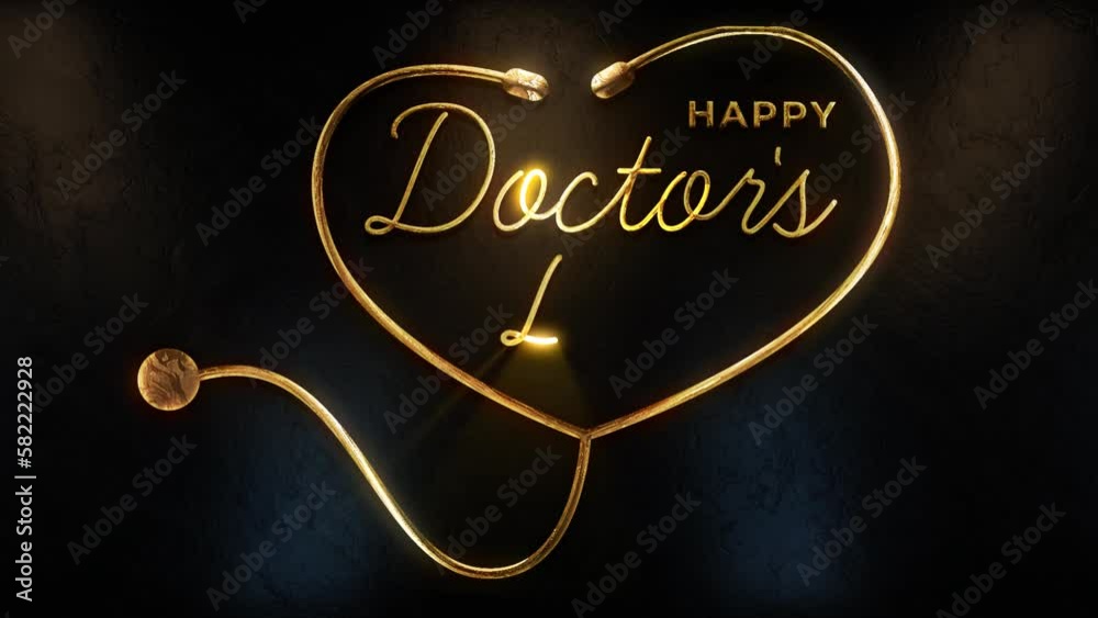 Vidéo Stock Happy Doctors Day Handwritten animated text in luxury gold ...