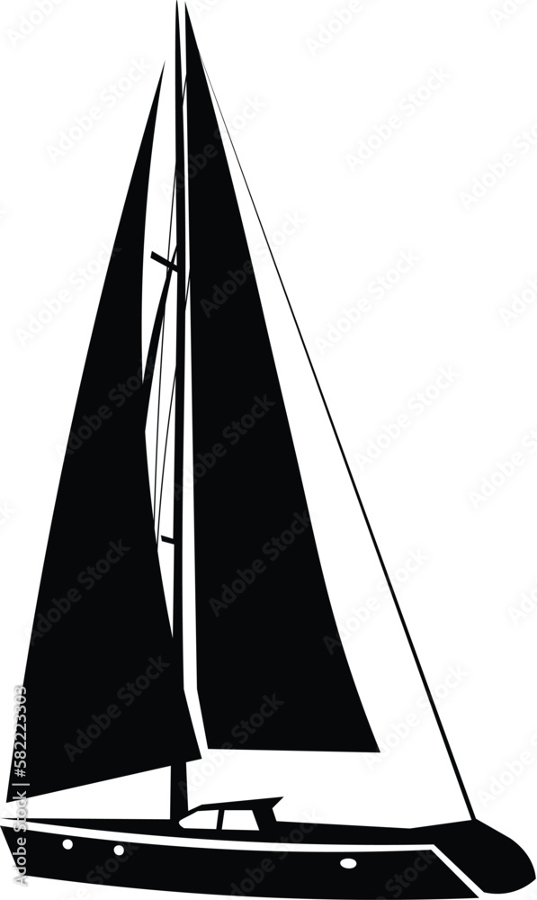 Black and White Cartoon Illustration Vector of Catamaran Stock Vector ...