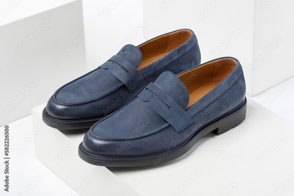 Man clothing concept. Side view photo of fashion mens shoes on white ...