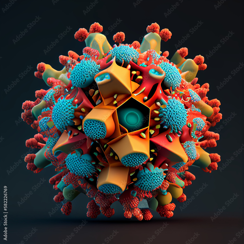 Ilustrace „Macro coronavirus(covid-19) cell delta plus variant.BA.5,BA.2.75,BA.4(omicron covid ...