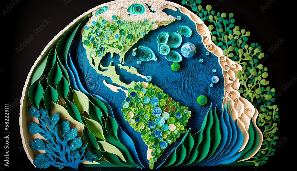 AI Generative Illustration of a Creative Photo of Paper Art Scenes ...