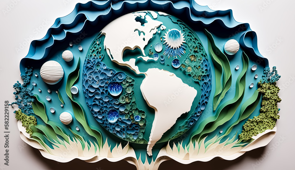 AI Generative Illustration of a Creative Photo of Paper Art Scenes ...