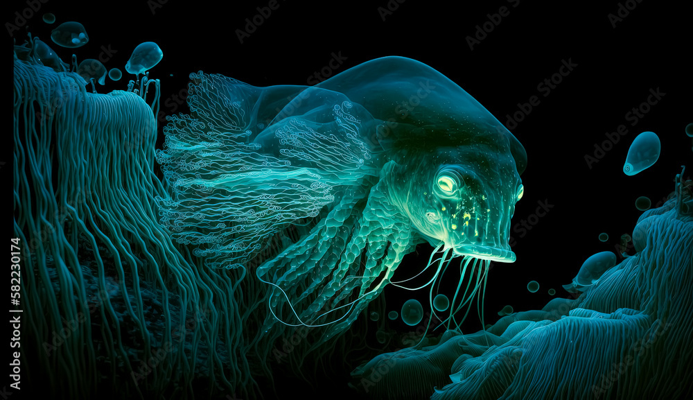 AI Generative Illustration of a Creative Photo of, Bioluminescent ...