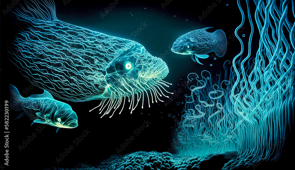 AI Generative Illustration of a Creative Photo of, Bioluminescent ...