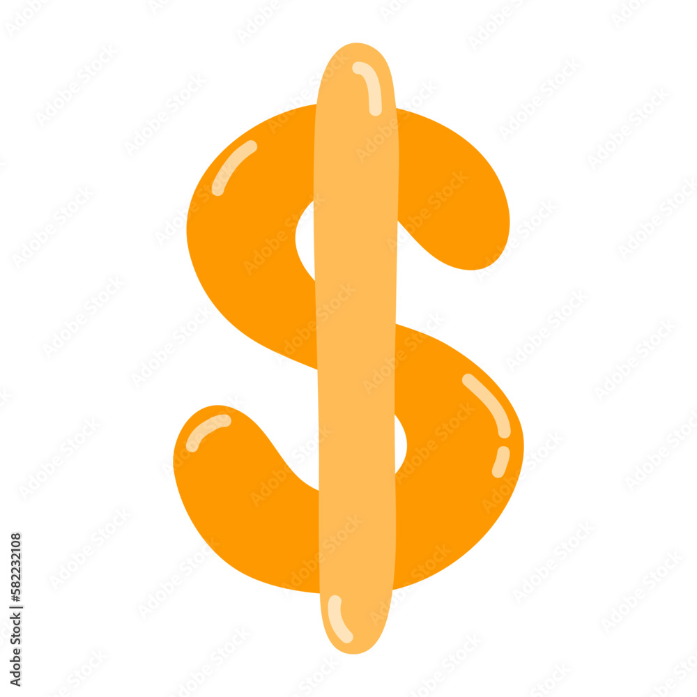 Cute and bright sign of dollar. International currency symbol. Coins ...
