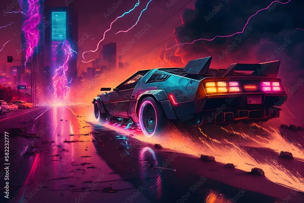 DeLorean traveling back in time | Back to the Future inspired Ai ...