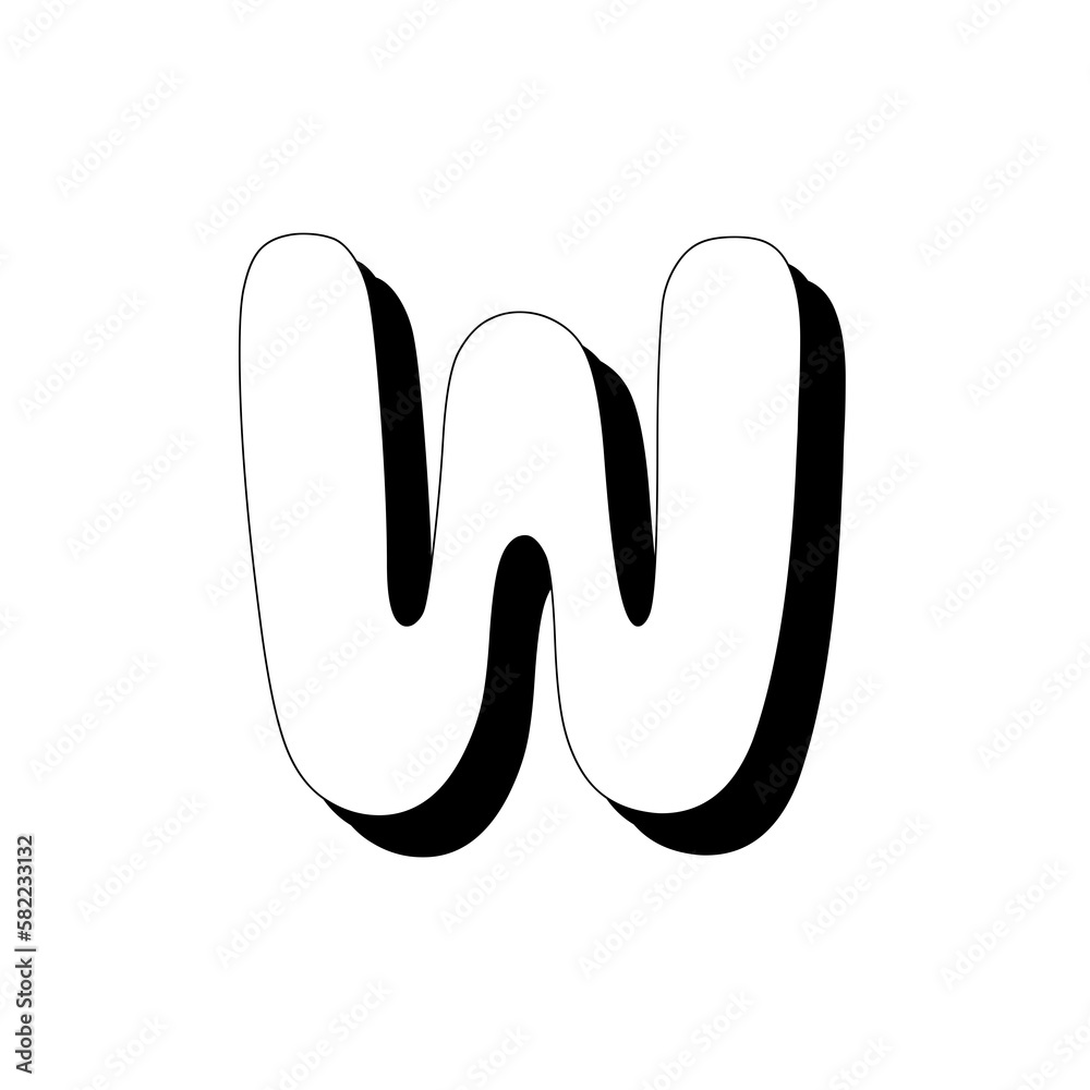 Hand drawn doodle uppercase letter W. Capital letters modern design ...
